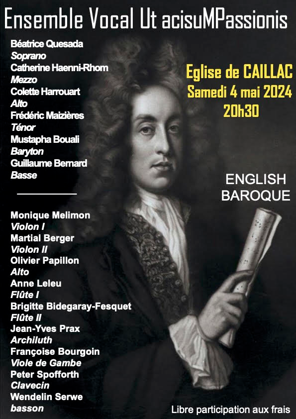 Concert Purcell, 4 Mai, Caillac (Lot) - Flûtes à bec en France